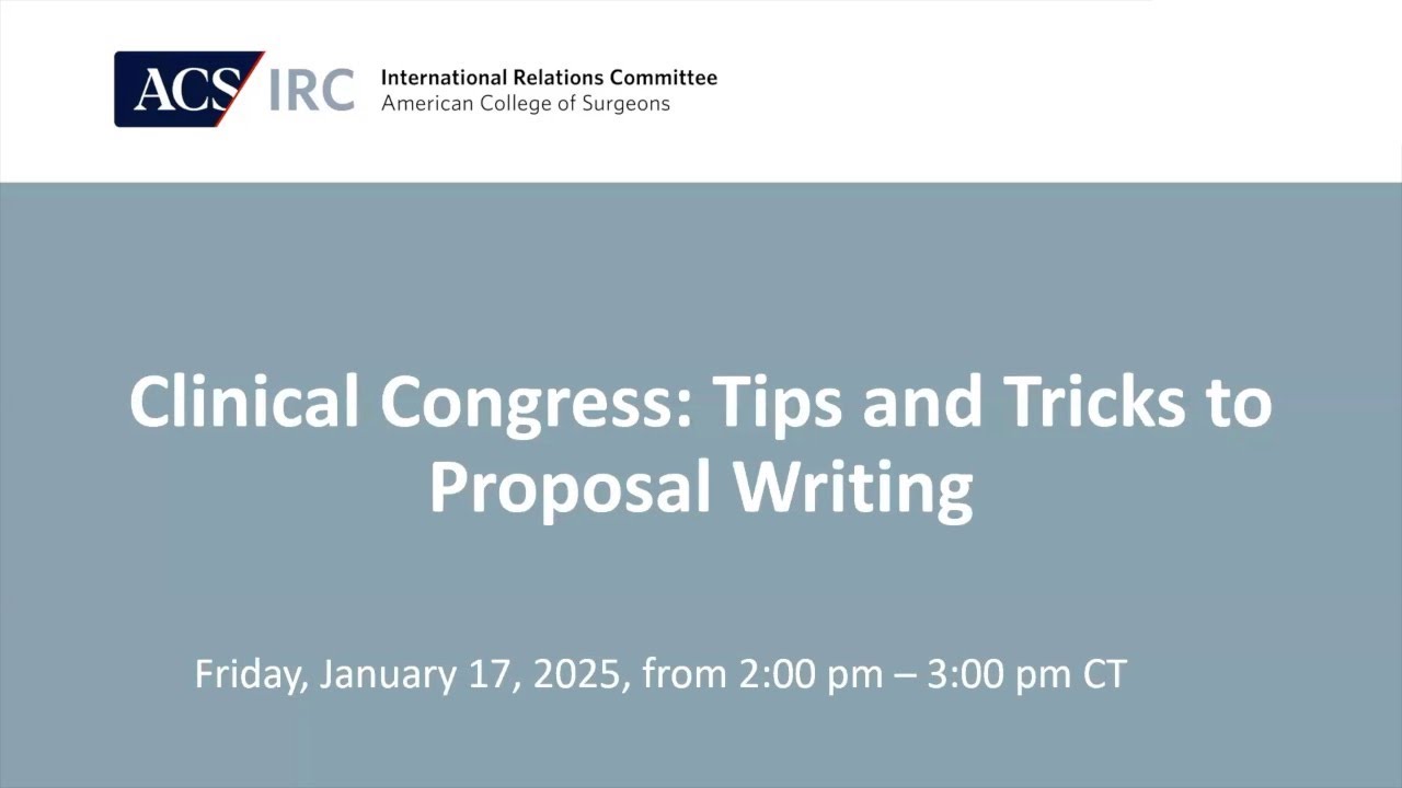 Clinical Congress: Tips and Tricks to Proposal Writing - YouTube