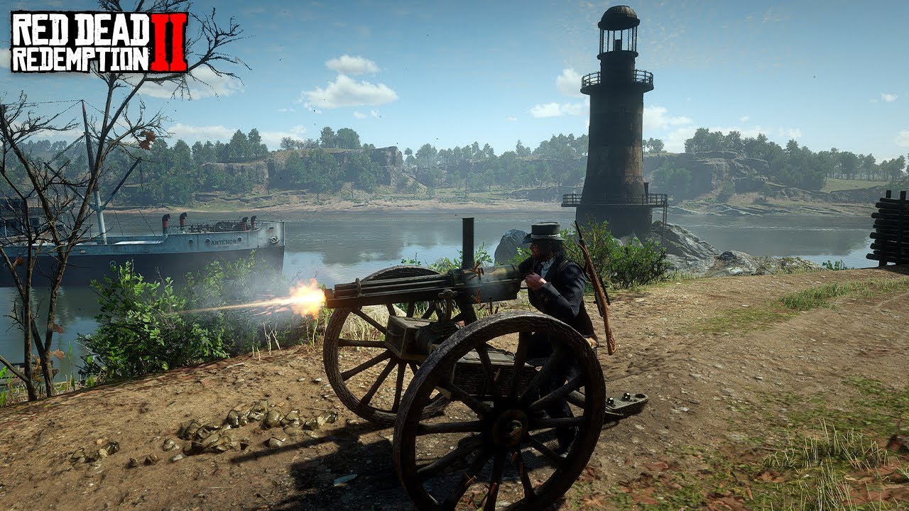 Gatling Gun and Maxim Gun in Van Horn | RDR2 Mods - YouTube