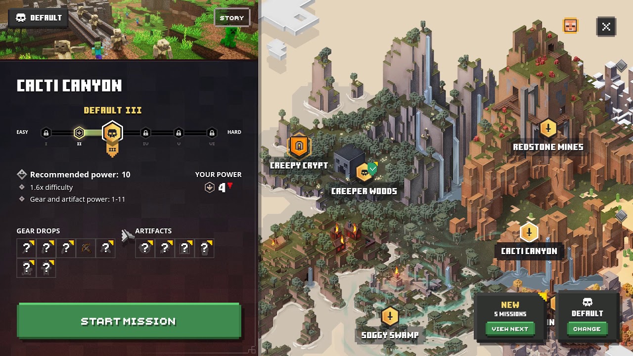 How to switch mission difficulty Minecraft Dungeons - YouTube