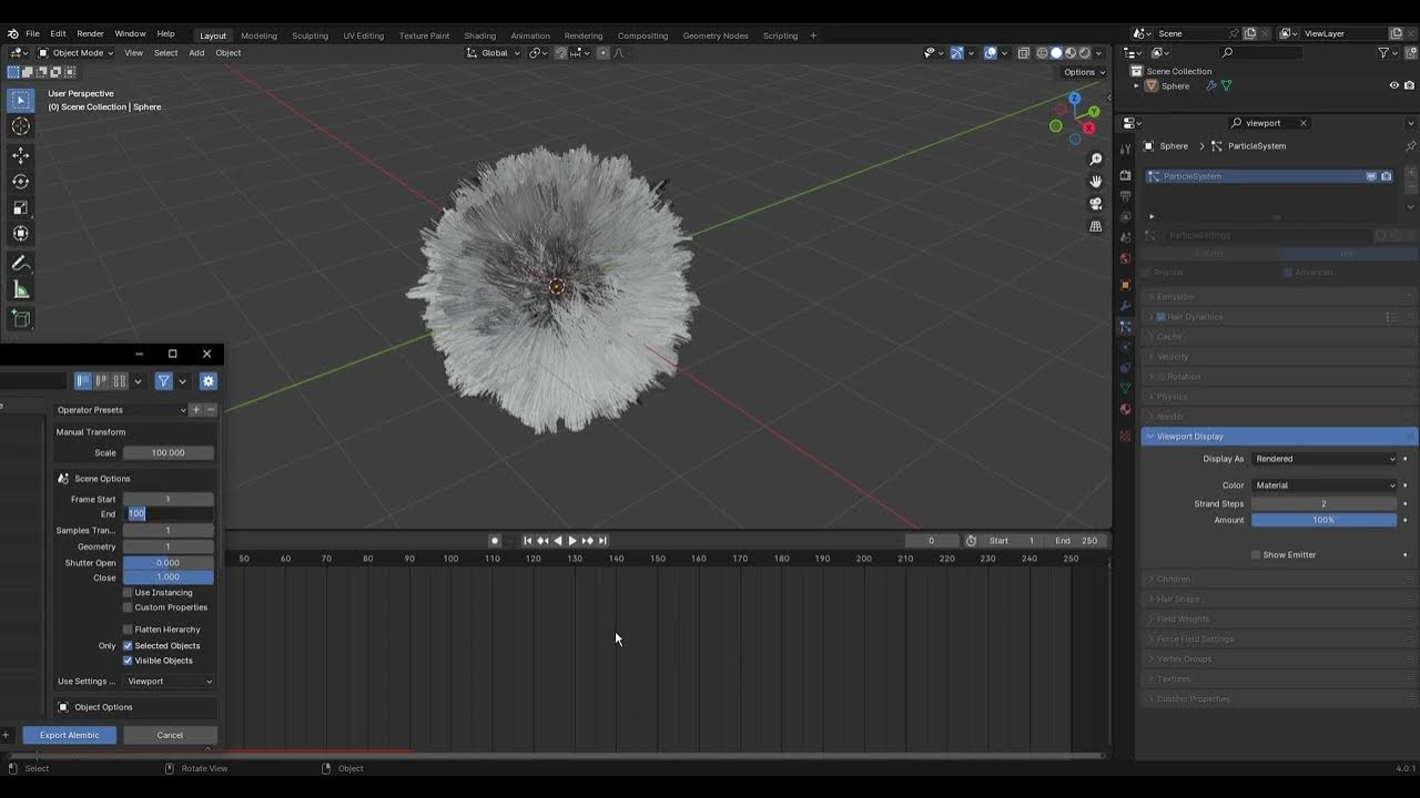 Fur Hair Blender to UE5 003 Export Alembic File (.abc) Important: Select Mesh before Exporting ...