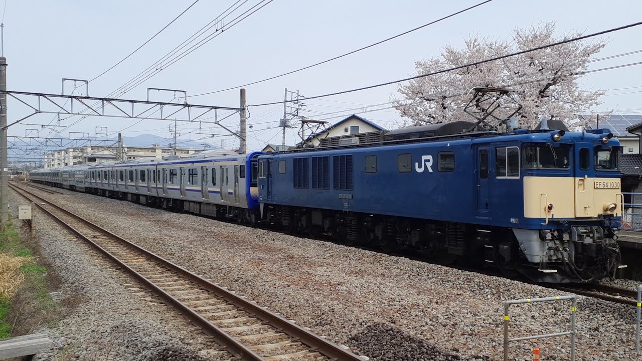 新津配給 EF64 1030 E235系F24編成 井野駅通過 - YouTube
