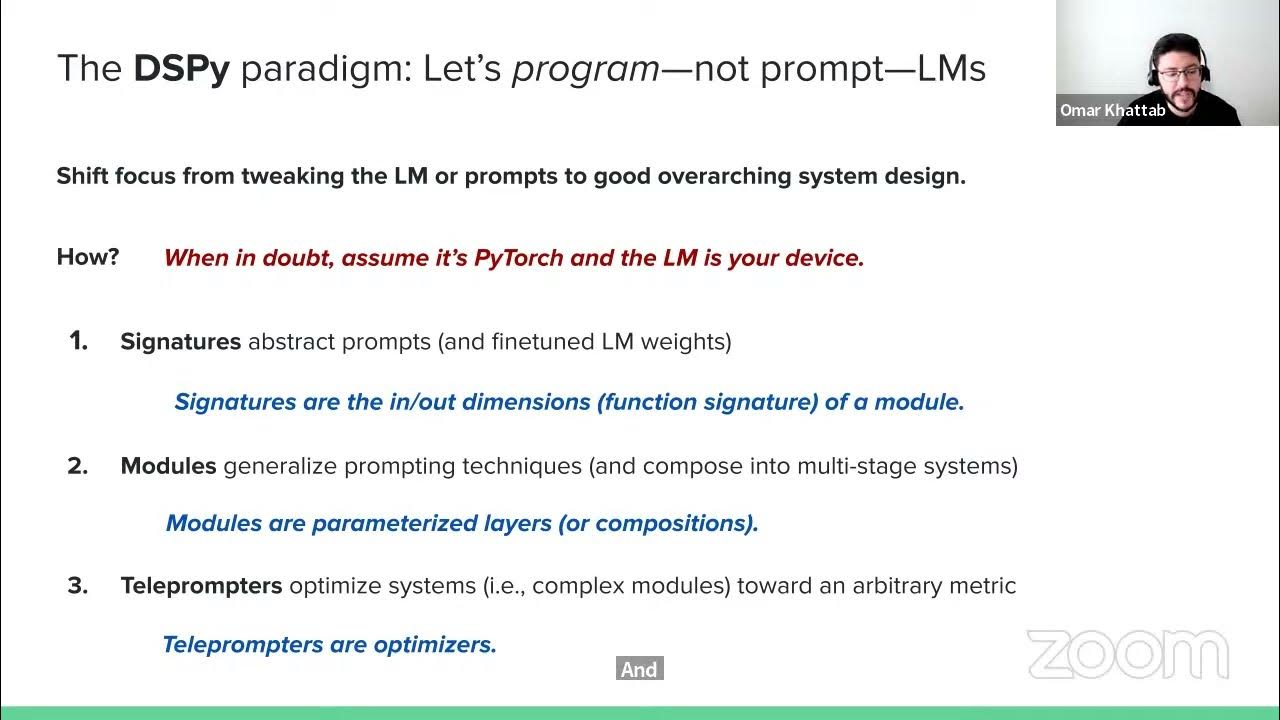 DSPy: Compiling Declarative Language Model Calls into State-of-the-Art Pipelines - YouTube
