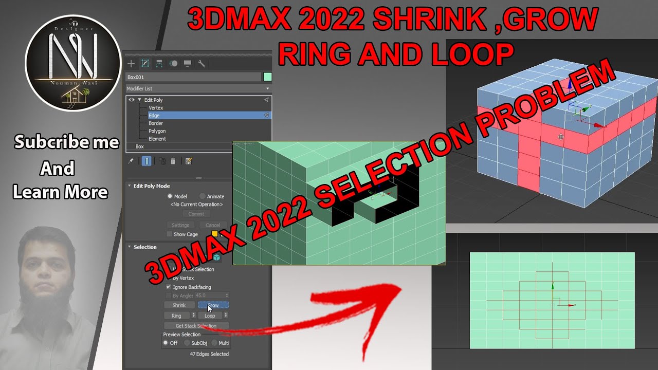 3DMAX 2022 DETAIL OF GROW,SHRINK,RING AND LOOP.(3DMAX 2022 SELECTION PROBLEM - YouTube