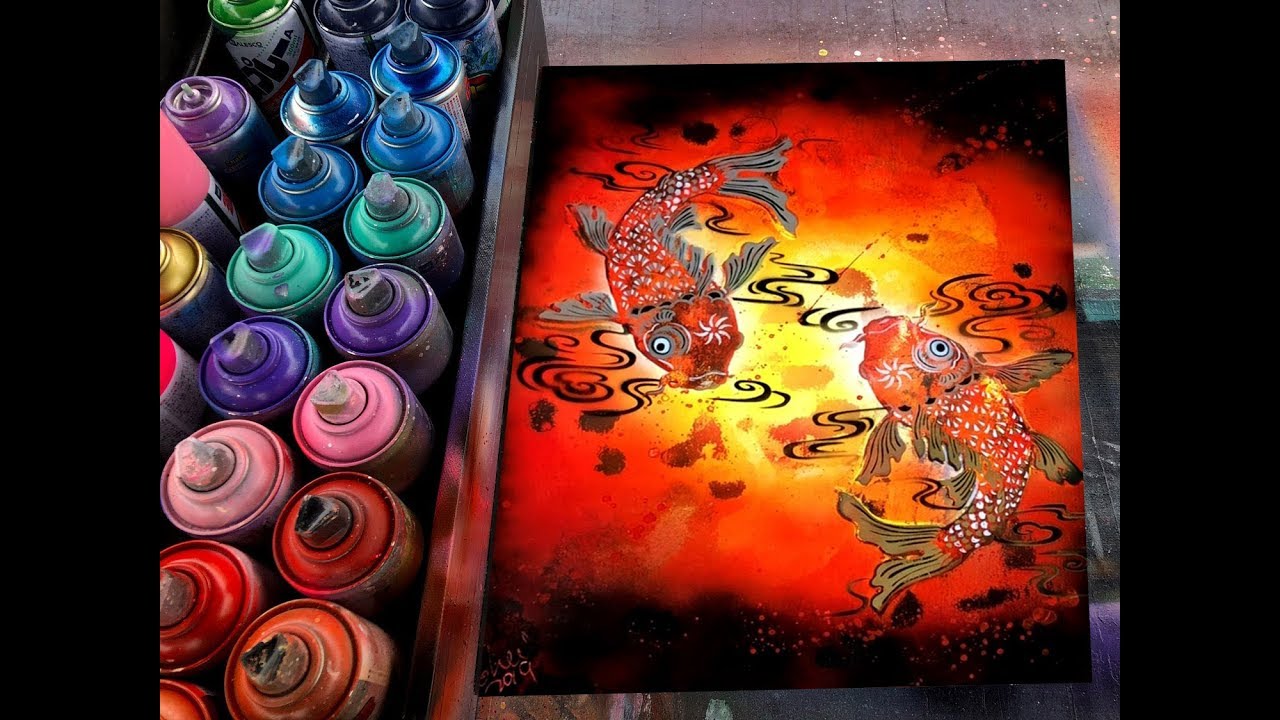 Koi Fish SPRAY PAINT ART by Eden - YouTube
