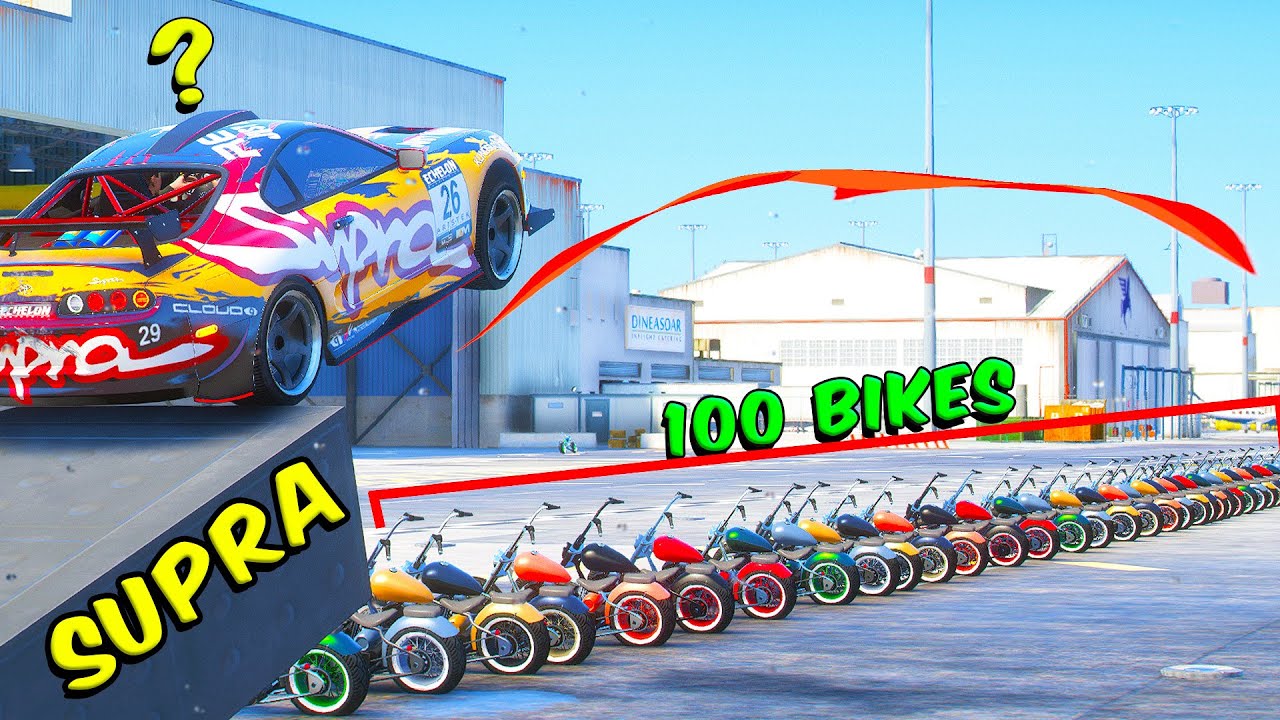 Can Supra Jump 100 Bikes ? - YouTube