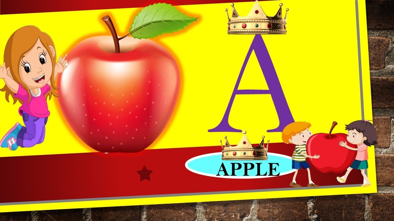 Alphabet learning/ A TO Z Flash card with Spelling/A for apple with ...