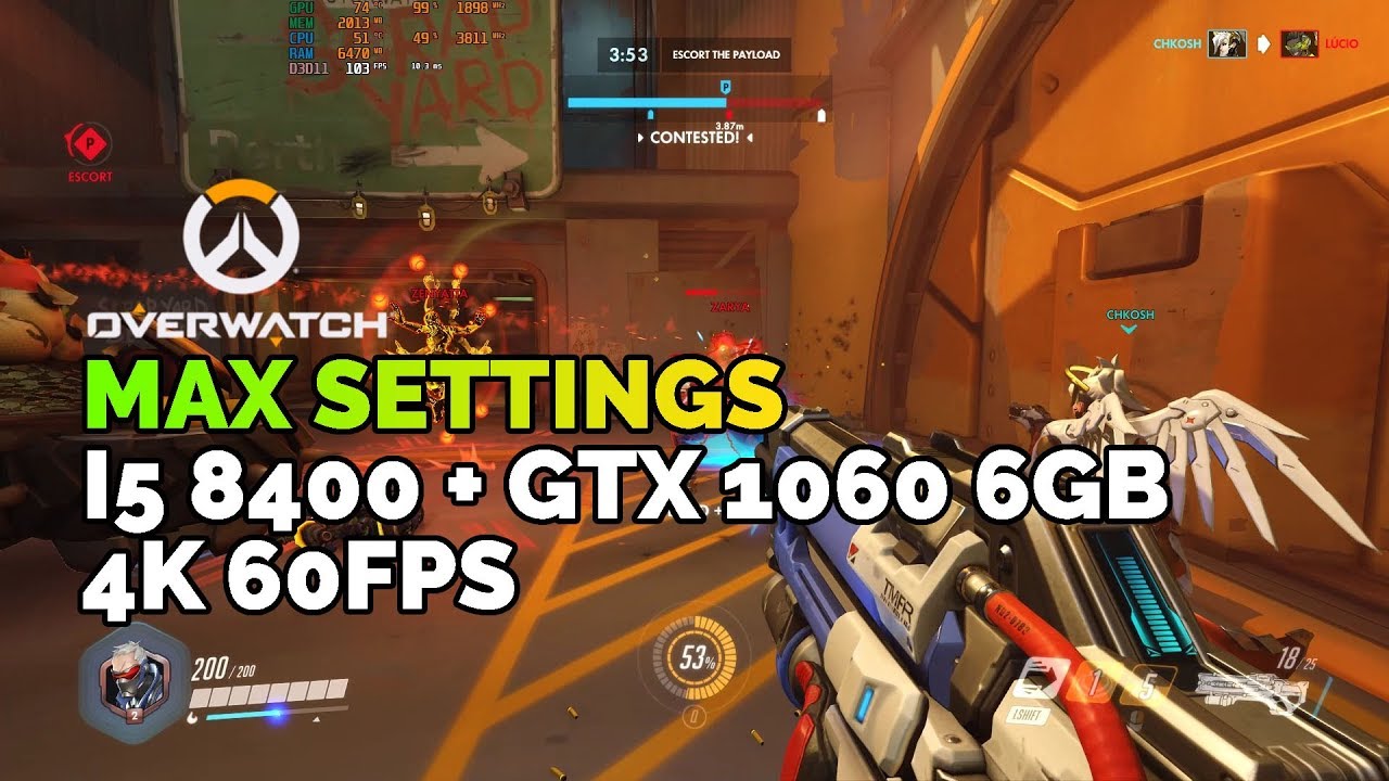 Overwatch Max Settings on i5 8400 + GTX 1060 6GB 4K 60FPS - YouTube