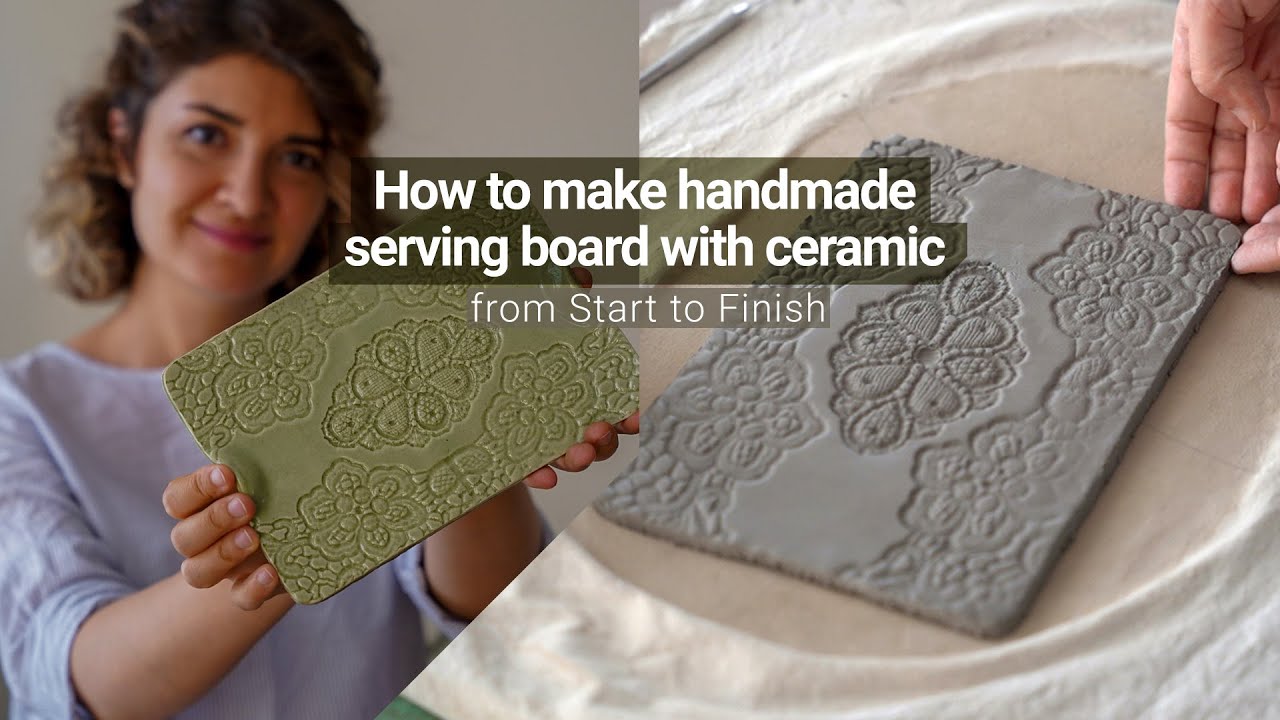 How to make handmade serving board with ceramic - YouTube