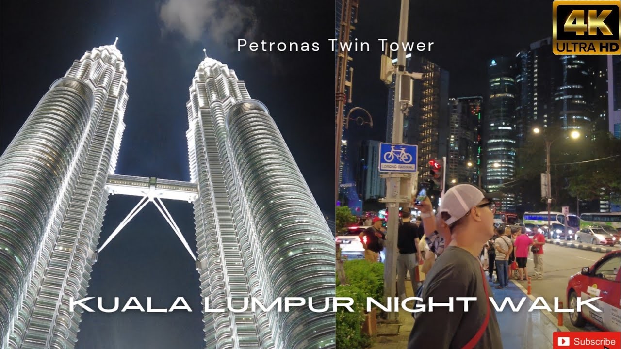 4K HD walking tour - KLCC Night walk | Petronas Twin Tower and Saloma ...