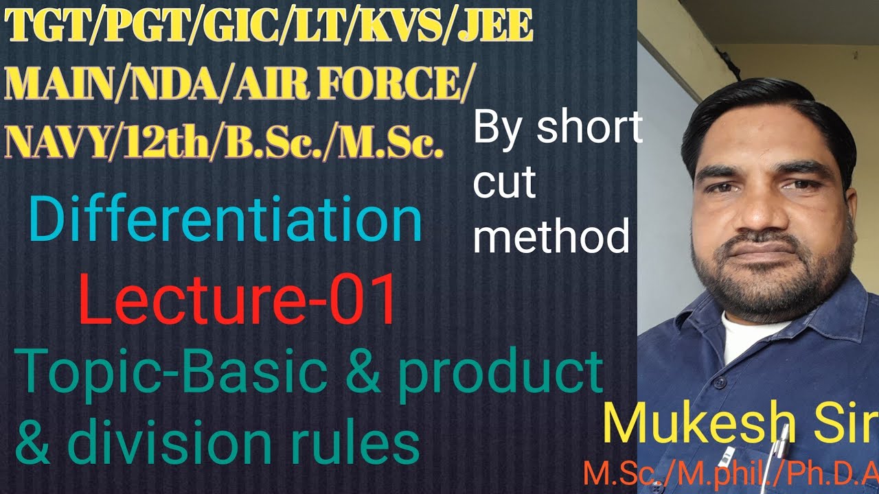 Differentiation lecture 01 - YouTube