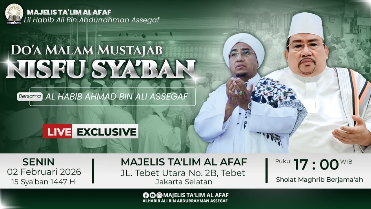 🔴 LIVE : Pembacaan Doa Malam Nisfu Syaban Majelis Ta'lim Al Afaf | Al ...
