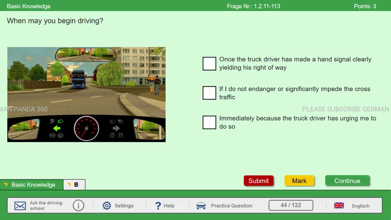 44 Video Question German Driving License Class B Theory Exam Practical ...