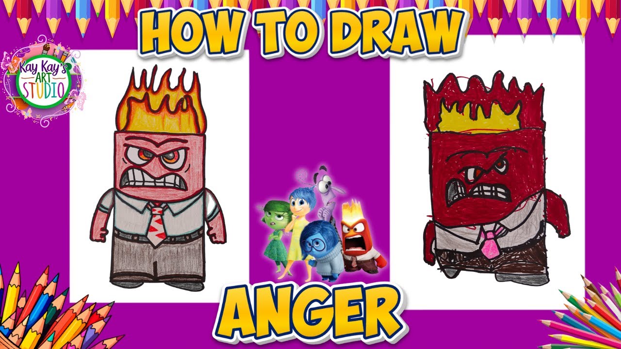 How to Draw ANGER from Inside Out! Easy Step-by-Step Drawing for Kids ...