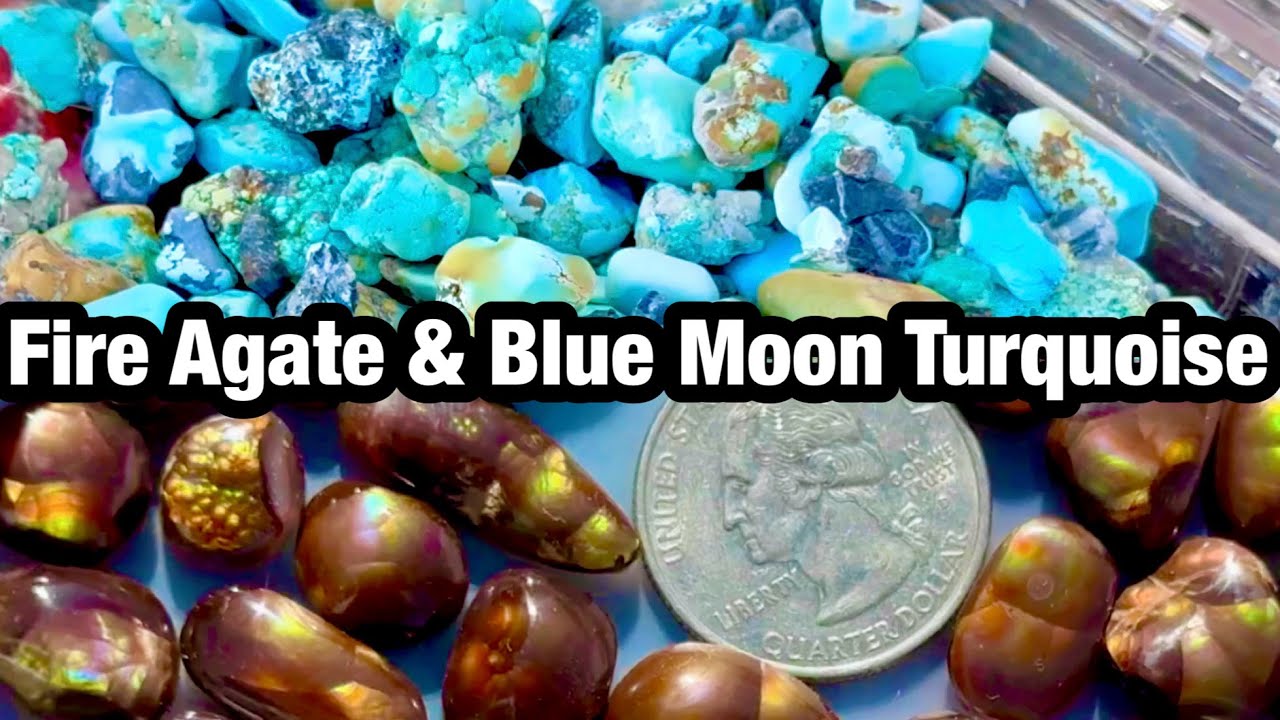 High-Grade Fire Agate & Natural Blue Moon Turquoise - YouTube