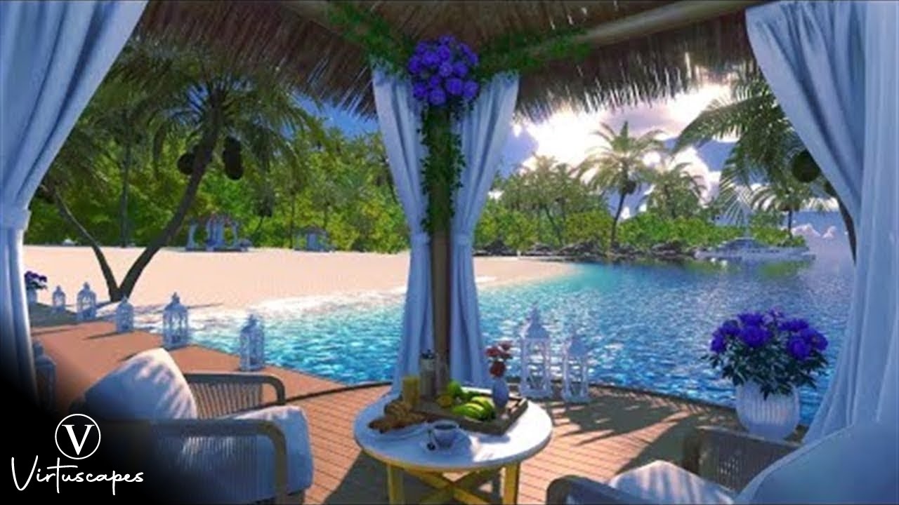 Tropical Cabana | Day & Sunset Ambience | Ocean Beach Waves & Exotic ...