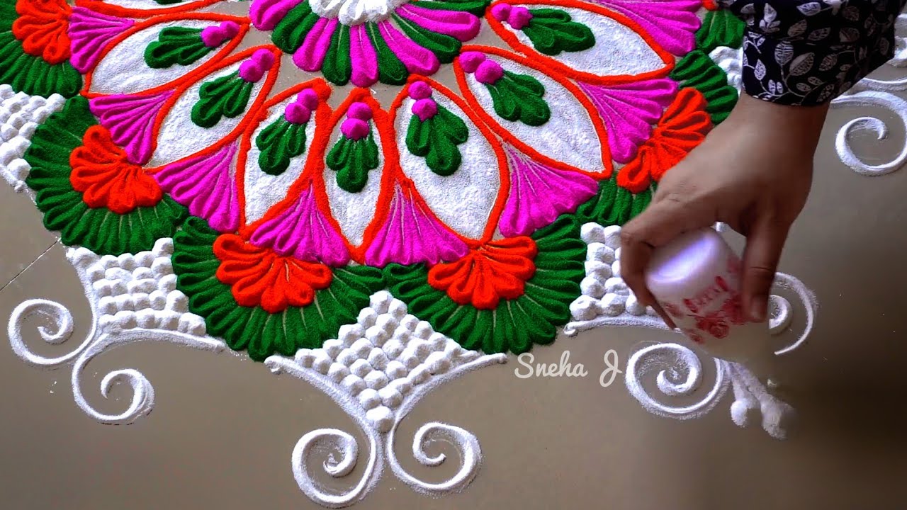 Beautiful rangoli designs with colours l त्योहारों के लिए आसान और सुंदर ...