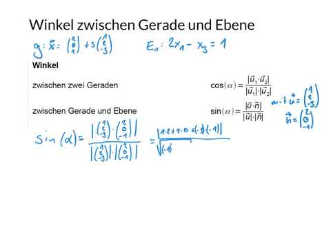 Winkel zwischen Gerade und Ebene - YouTube