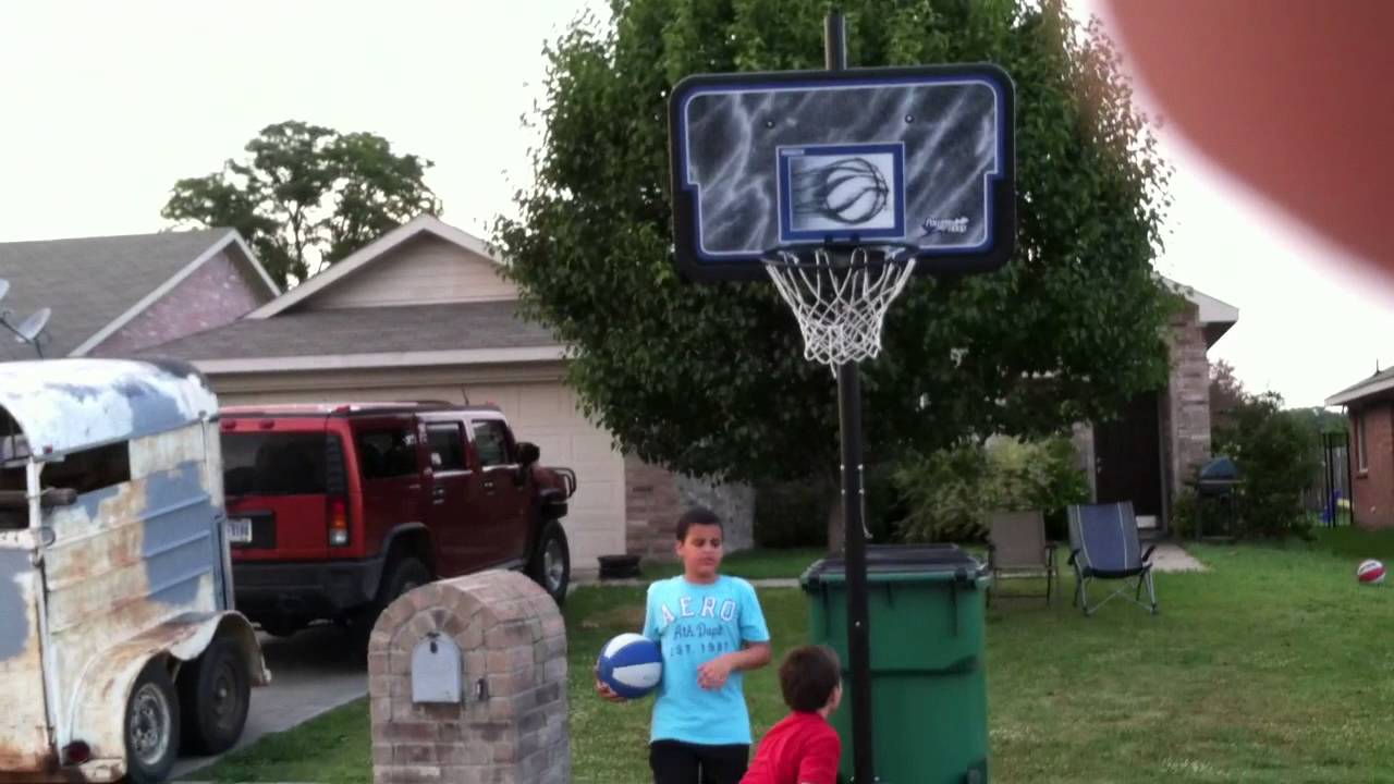 me and my friends shooting hoops on his basketball goal. - YouTube