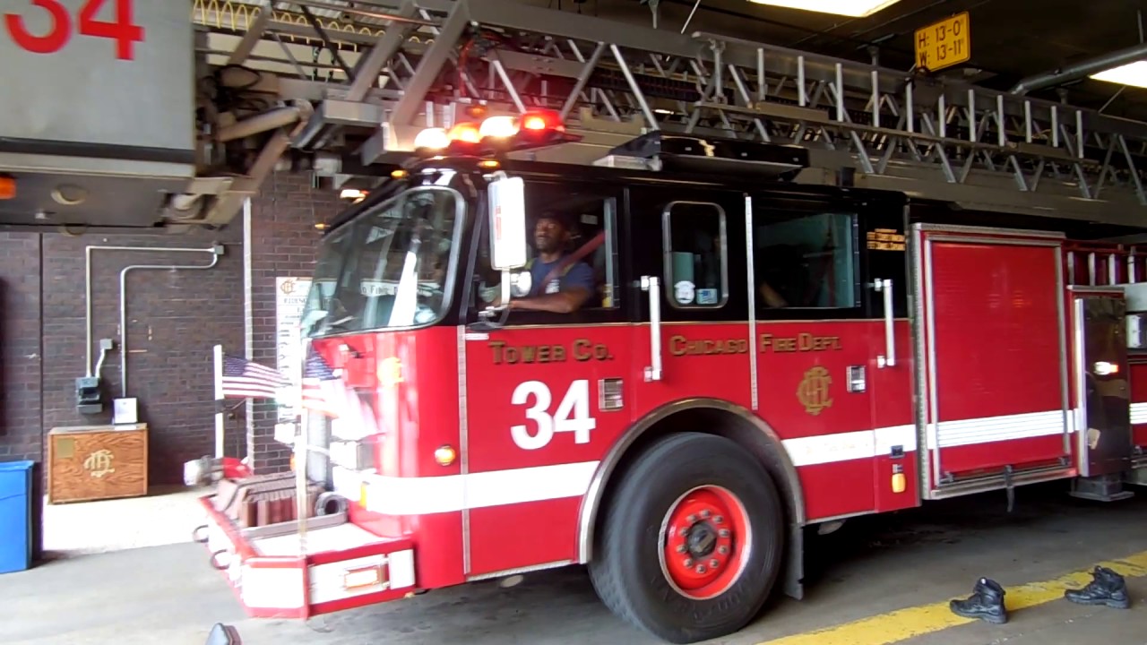 Chicago Fire Department Tower Ladder 34 Responding - YouTube