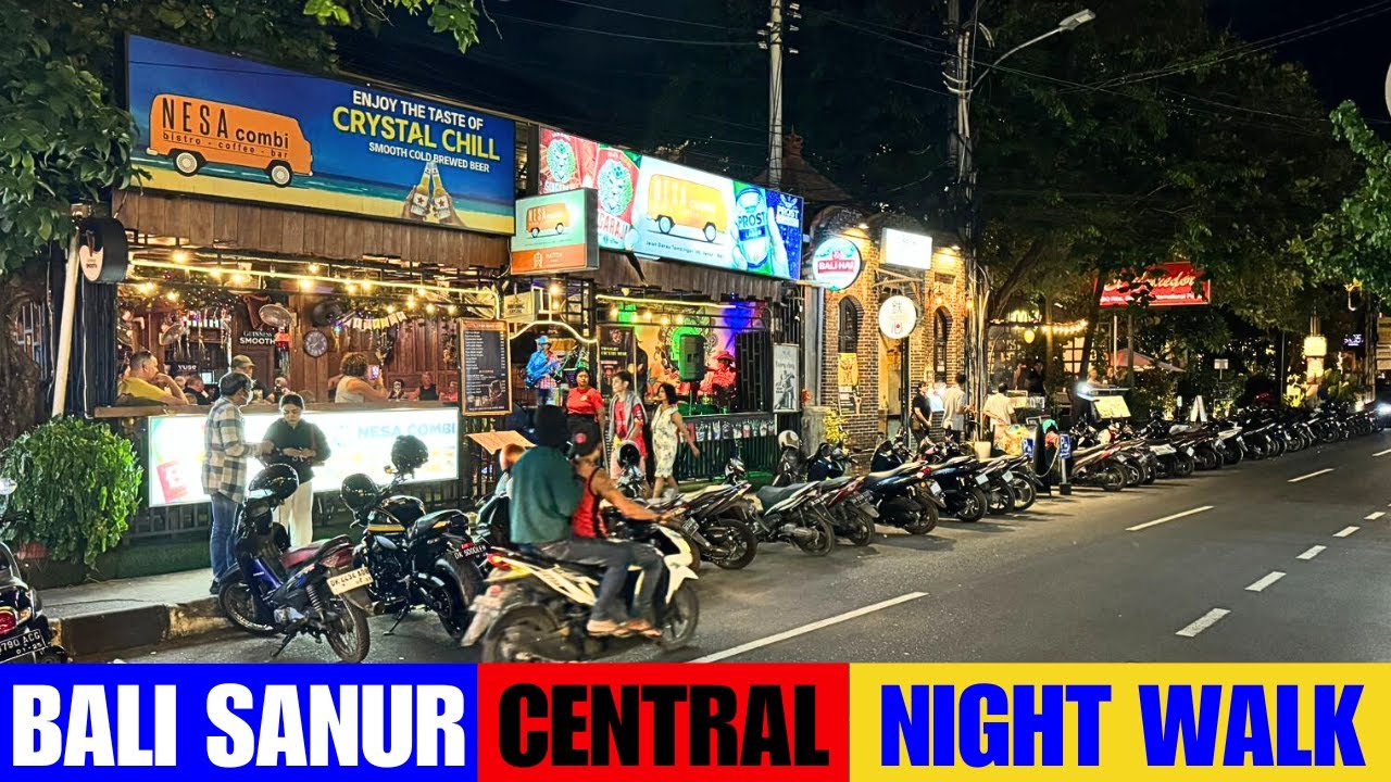 Bali Central Sanur Night Street Walk - YouTube
