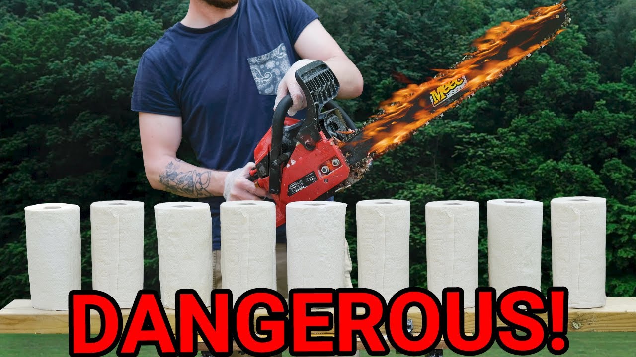 FLAMING CHAINSAW vs TOILET PAPER - YouTube