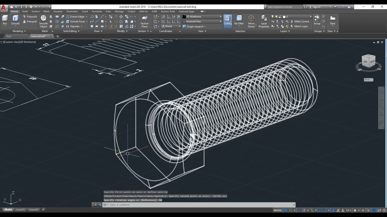Autocad 3D How To Drawing Bolt 3D Bolt YouTube autocad-3d-how-to-drawing-bolt-3d-bolt-youtube
