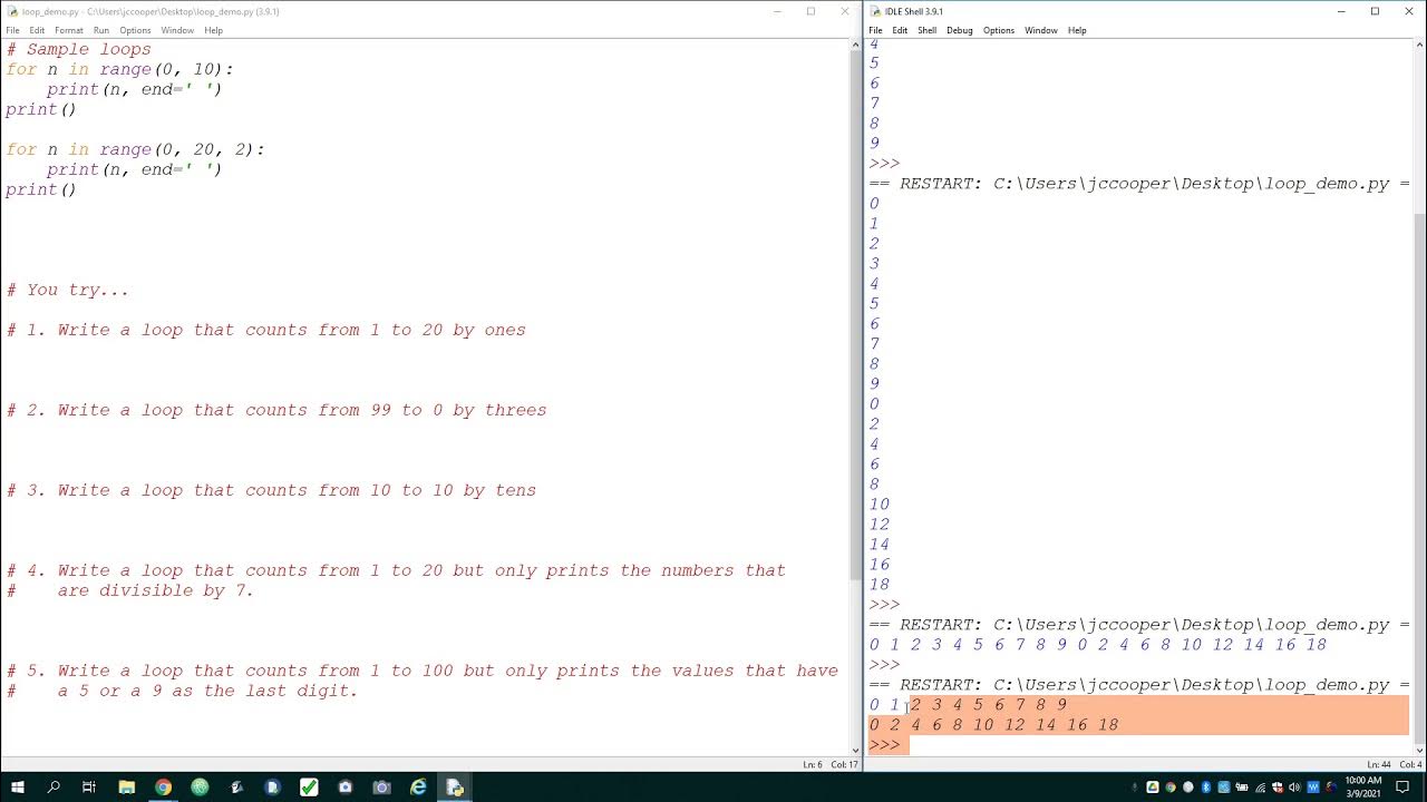 Counting with for loops - YouTube