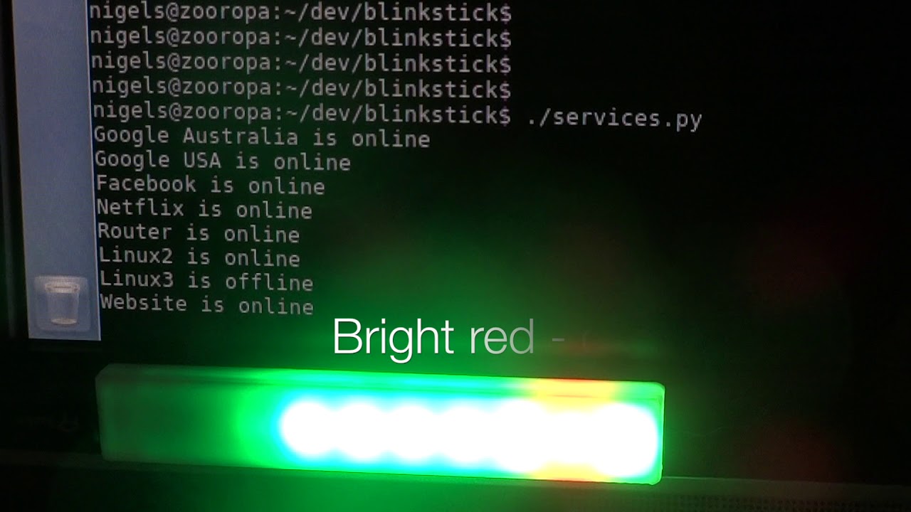 Internet service monitoring with Blink Stick - YouTube