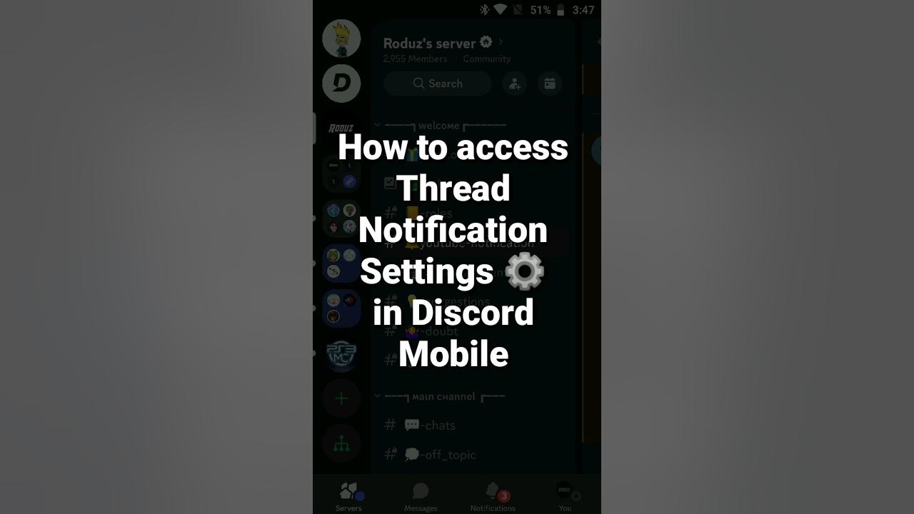 How to access Thread Notification Settings ⚙️ in Discord Mobile #roduz #discord #acess # ...