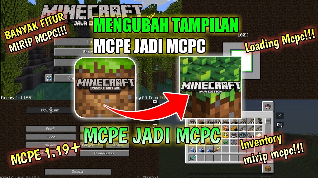 CARA MENGUBAH TAMPILAN MCPE MENJADI MINECRAFT JAVA!!! MCPE JADI SERASA ...
