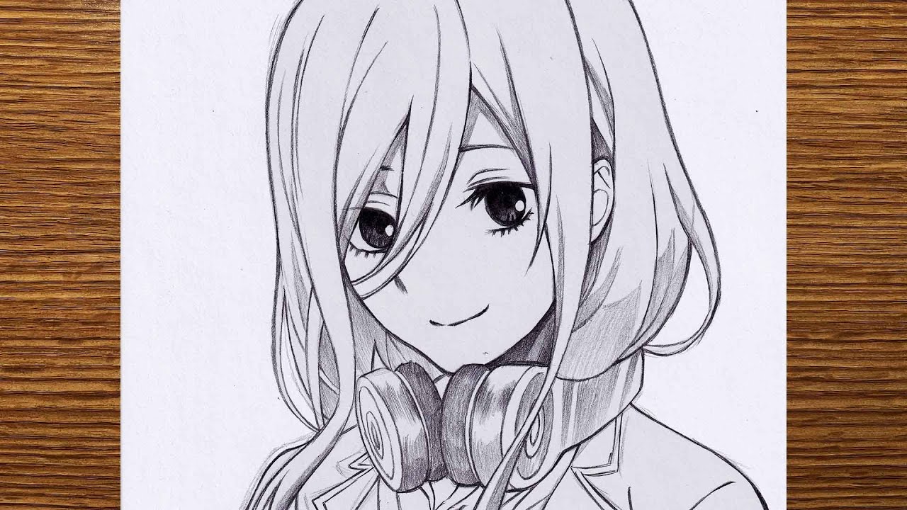 Anime sketch | how to draw Miku Nakano | step by step - YouTube