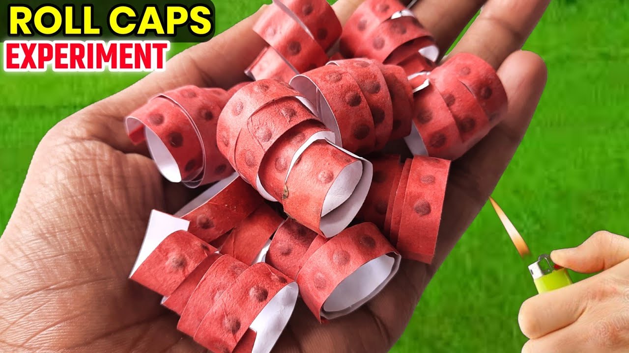 roll cap experiment , firing full box of roll cap , cracker experiment ...
