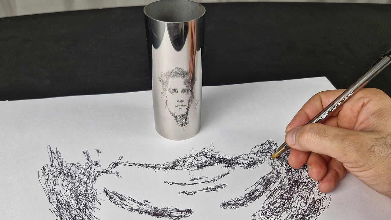 How to Draw Face of Man Using Anamorphic Art - YouTube