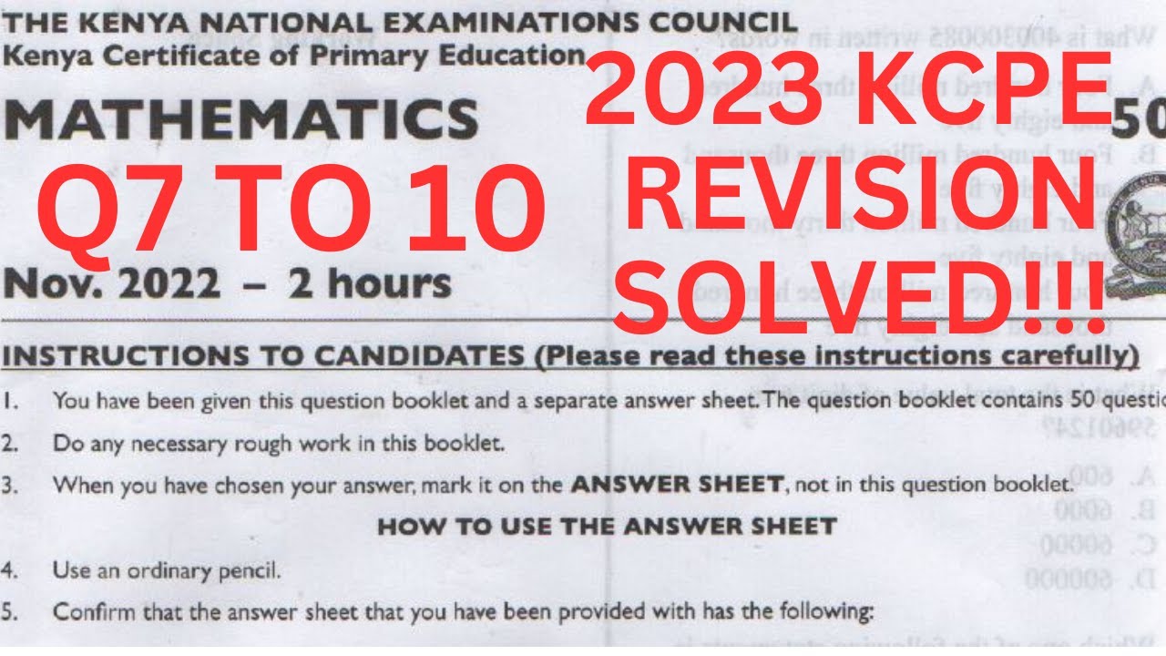 KCPE 2023 MATHS PAPERS. KCPE 2022 MATHS REVISION PAST PAPERS AND ...