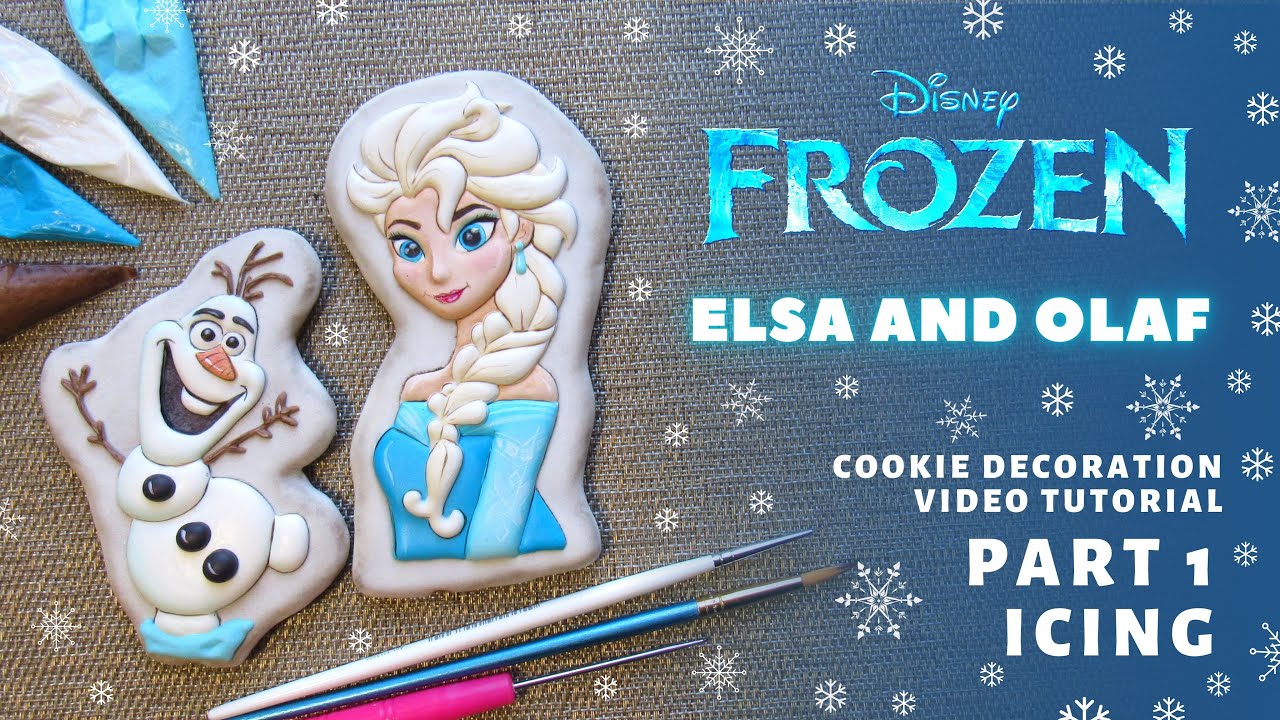 Cookies Frozen. Draw Elsa and Olaf. Part 1 - icing - YouTube