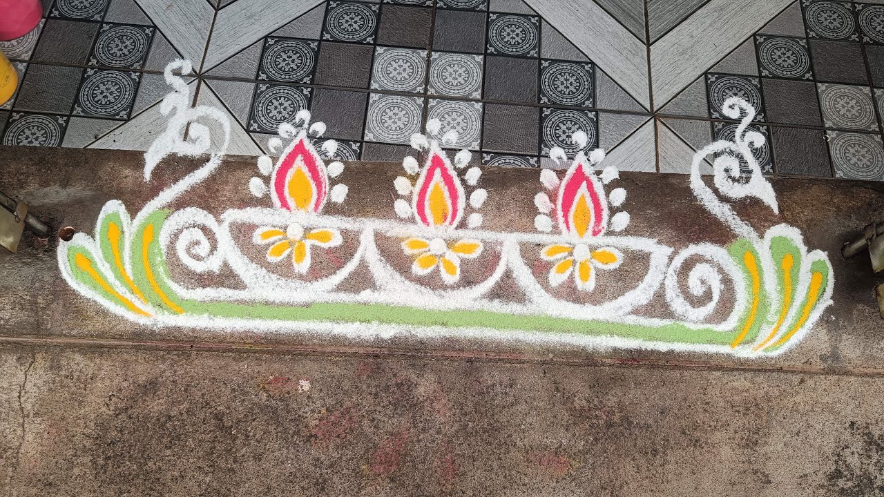Karthigai Madham Border Kolam | Deepam Rangoli | S2-525 - YouTube