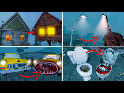 EVERYTHING TURNED INTO MONSTERS | SCARY MOON, HOUSE HEAD, LIGHT HEAD, TRIPOD MONSTER