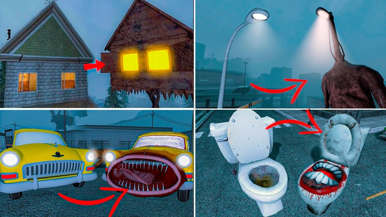 EVERYTHING TURNED INTO MONSTERS | SCARY MOON, HOUSE HEAD, LIGHT HEAD ...