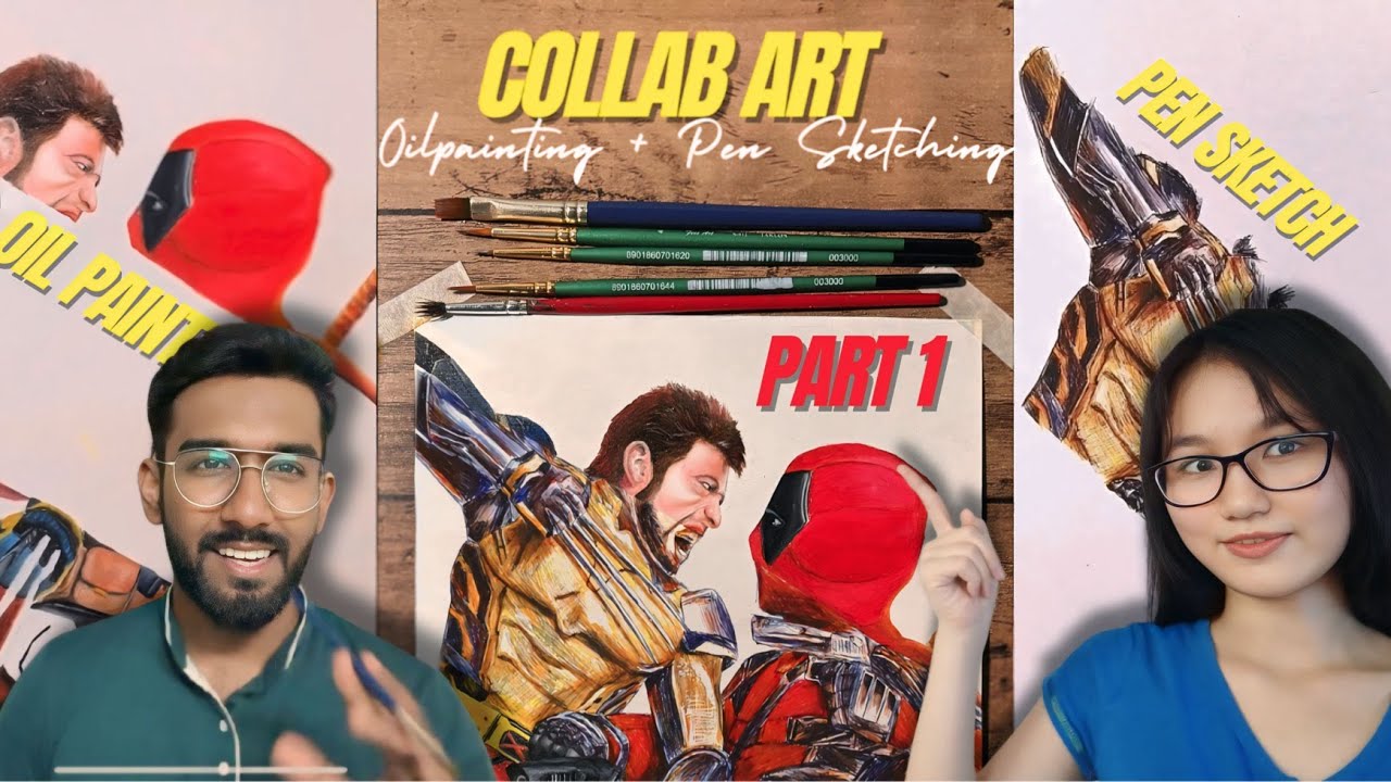 Deadpool Vs Wolverine Drawing Tutorial Part 1 | Painting Deadpool and ...