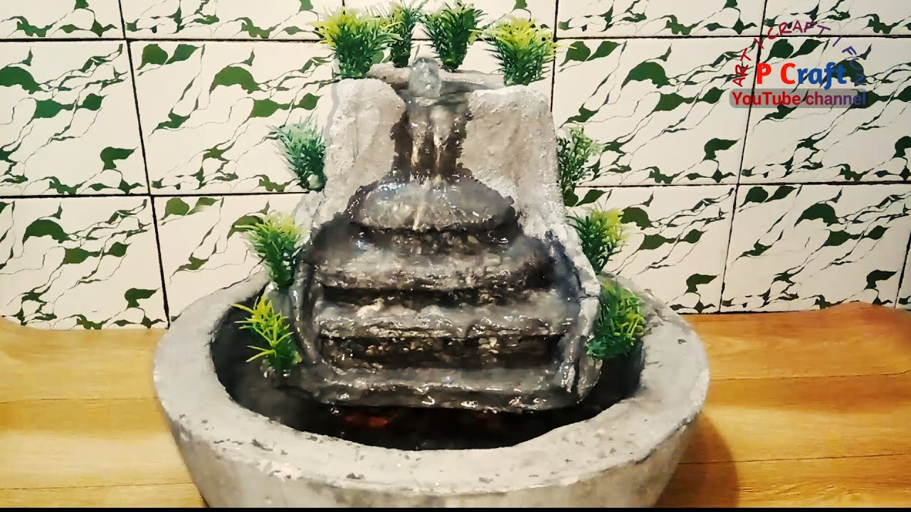 Waterfall fountain making at home! diy waterfall fountain - YouTube