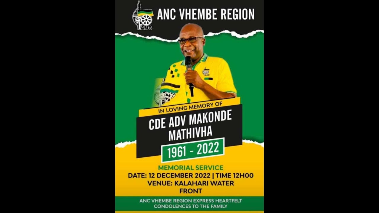 MEMORIAL SERVICE OF CDE ADV MAKONDE MATHIVHA - YouTube