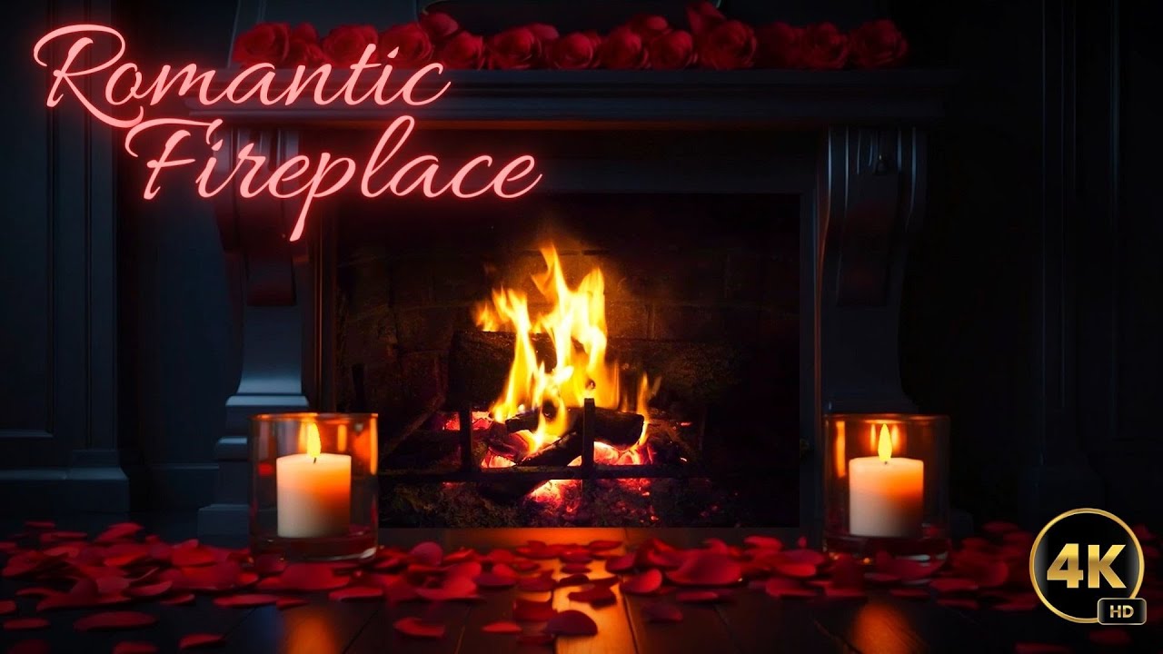 Romantic Crackling Fireplace | Valentines Day | 4K Screensaver - YouTube
