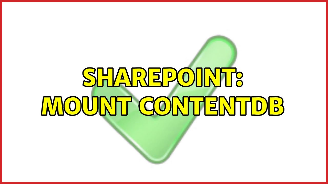 Sharepoint: Mount ContentDB - YouTube