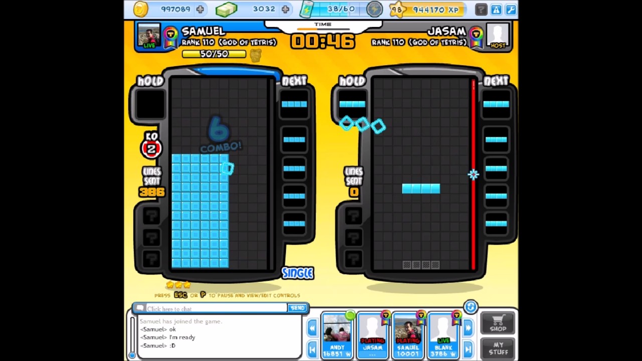 669 lines Tetris Battle (Only I pieces) - YouTube