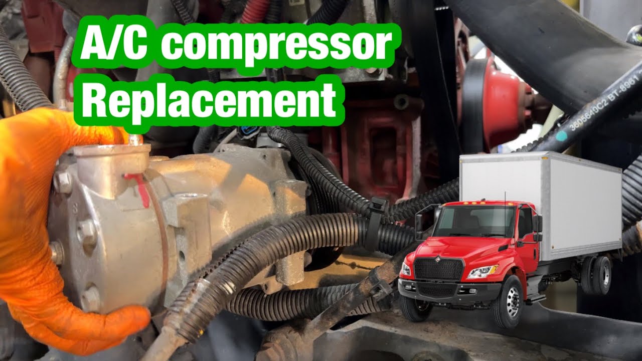 International mv607 ac compressor and condenser replacement - YouTube