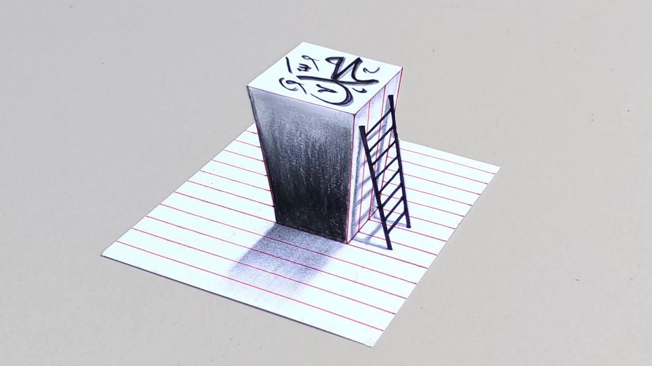Easy 3d drawing - Calligraphy with pencil - Arabic calligraphy for ...