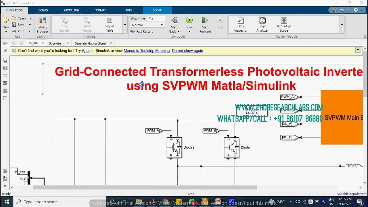 Grid Connected transformerless photovoltaic inverter using SVPWM matlab ...