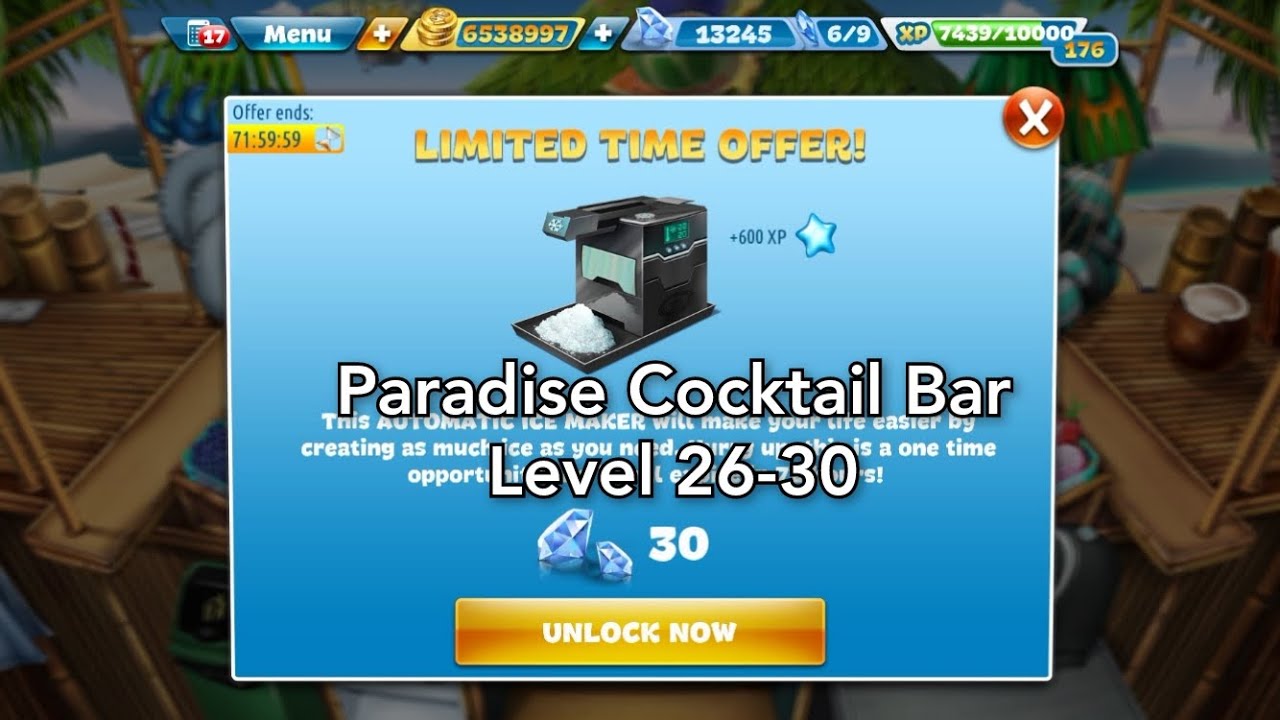 Cooking Fever - Paradise Cocktail Bar Level 26-30 - YouTube
