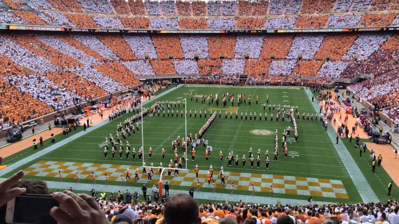 UT pregame with checkerboard Neyland Stadium - YouTube