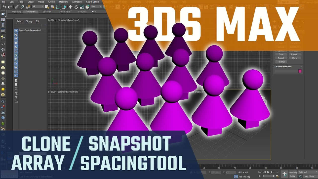 3ds Max Clone Array Spacing Tool Snapshot Tutorial Youtube